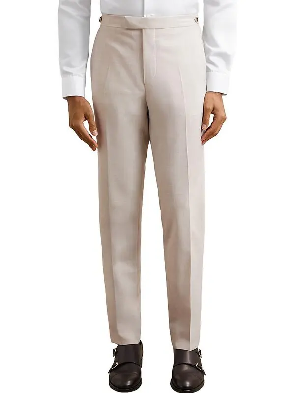 REISS Belmont Textured Weave Mixer Trousers - Stone