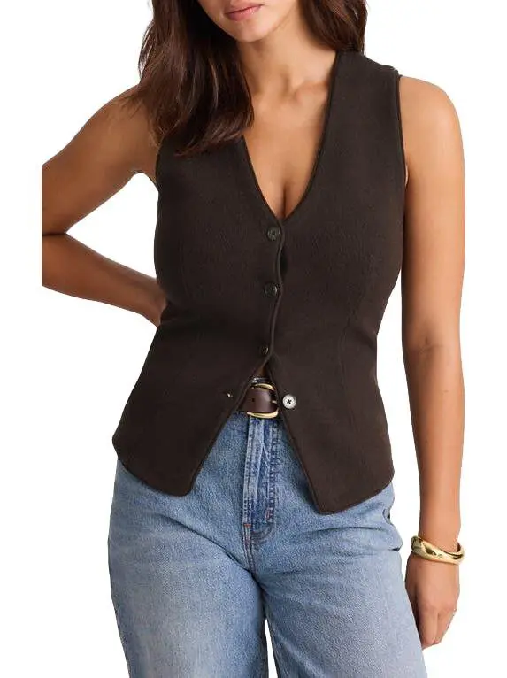 Madewell Merino Wool V-neck Sweater Vest - Molasses