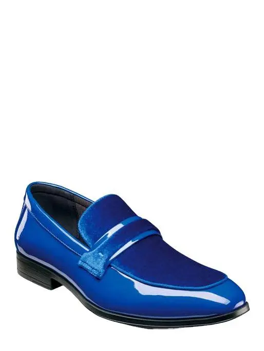 STACY ADAMS Spratley Patent & Velour Loafer - Royal Blue