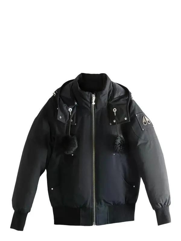 Moose Knuckles Hooded Jacket With Pompom Details - Black