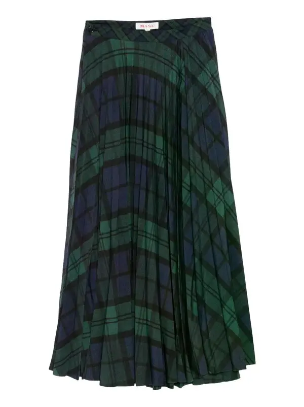 MASU Pleated Wrap Skirt - Green
