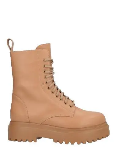 LE SILLA Leather Lace-up Ankle Boots - Beige