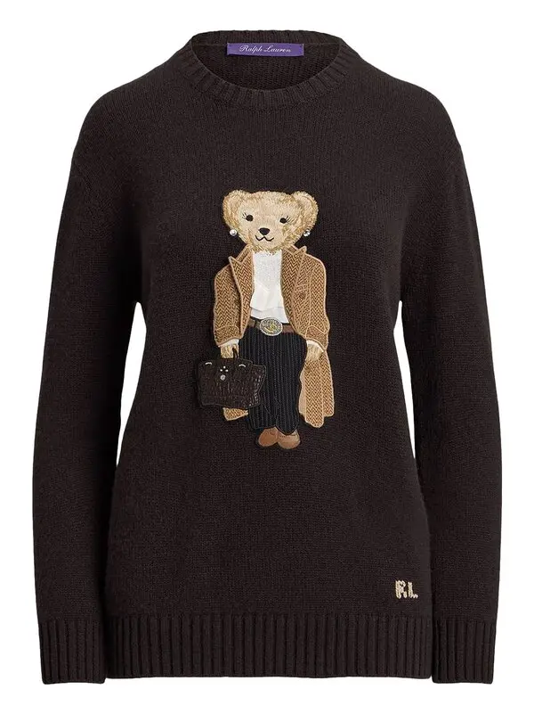 Ralph Lauren Lofty Cashmere Polo Bear Sweater - Dark Brown