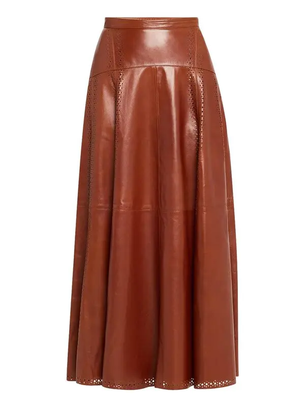 Ulla Johnson Aninda Leather Midi Skirt - Wenge