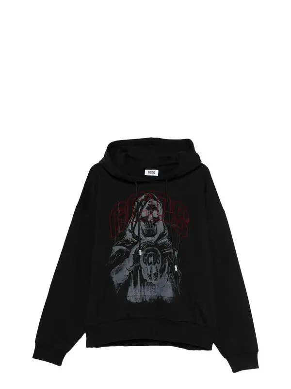 Gcds Graphic Print Cotton Sweatshirt - Black