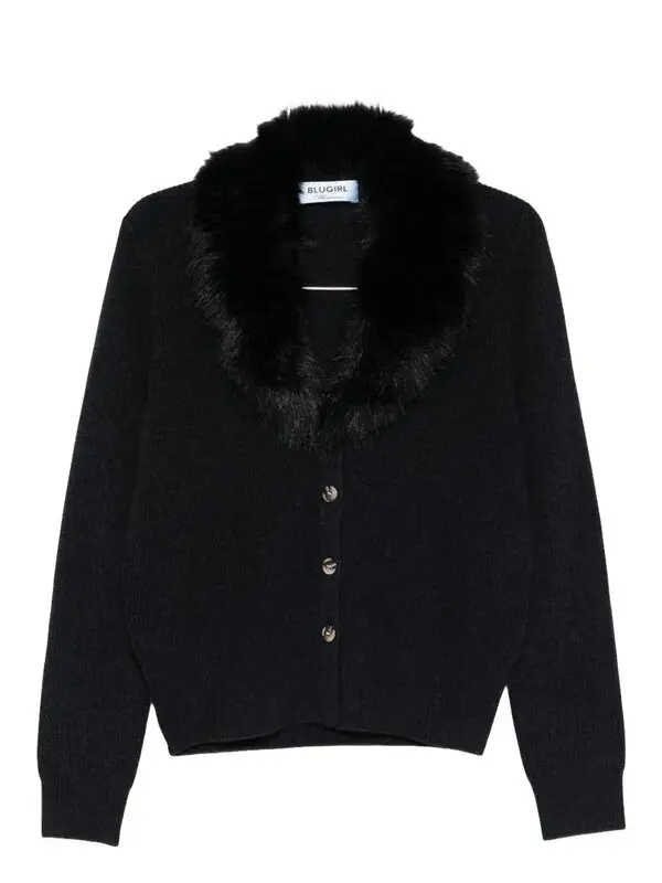Blumarine Faux-fur Wool Sweater - Blue