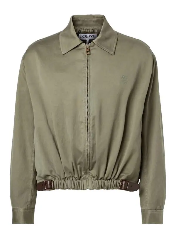 Loewe Cotton Blouson Jacket In Khaki - Green
