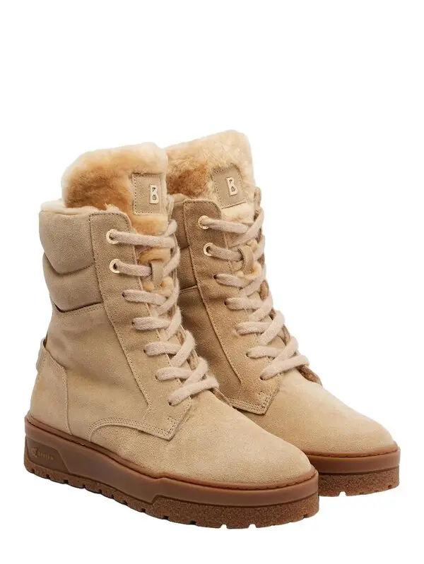 Bogner Calgary Shearling-lined Suede Lace-up Boots - Beige
