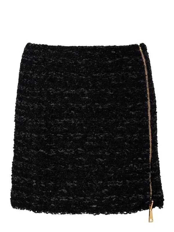 Balmain Tweed Miniskirt - Black