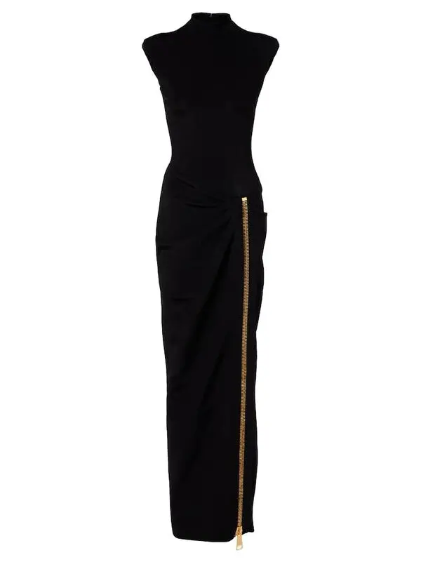 Balmain Gathered Gown - Black
