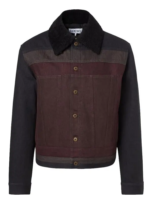Loewe Shearling-trimmed Denim Blouson Jacket - Black