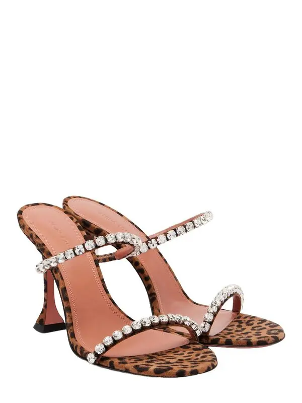 Amina Muaddi Gigi 95 Leopard-print Suede Mules - Multicoloured