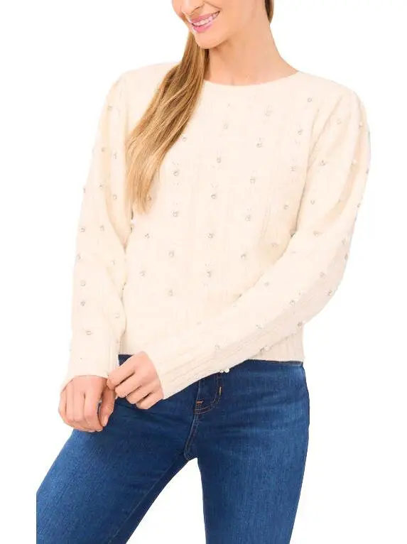 CECE DUPRAZ Embellished Crewneck Sweater - Buttercream