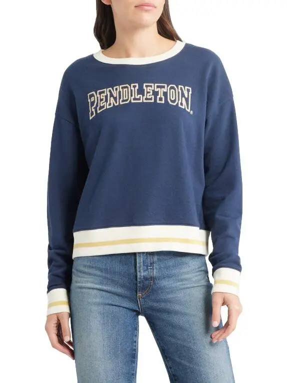 Pendleton Logo Embroidered Cotton French Terry Sweatshirt - Navy