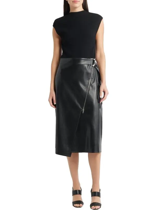 Hugo Boss Flederi Mixed Media Midi Dress - Black