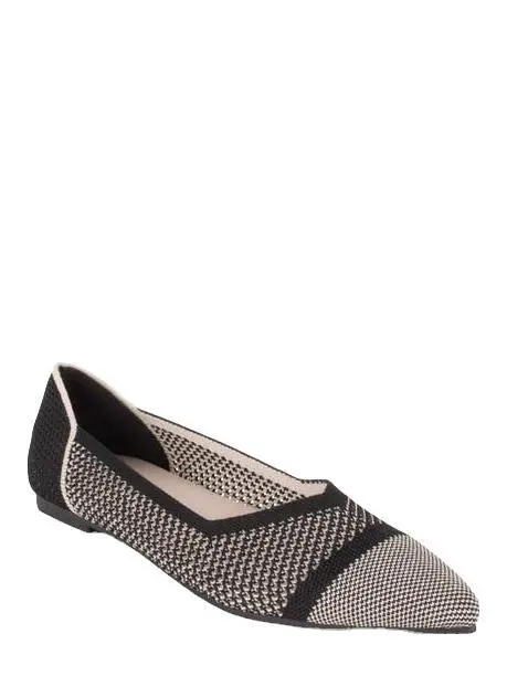 Tahari Antigua Knit Pointed Toe Flat - Black