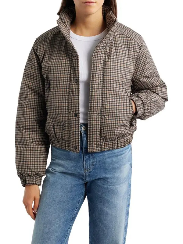 Brooklyn Industries Tartan Crop Quilted Jacket - Tartan Check