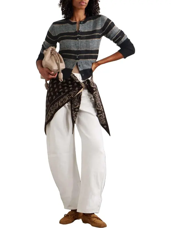 Guest In Residence Shadow Striped Wool, Silk And Cashmere-blend Cardigan - Multi