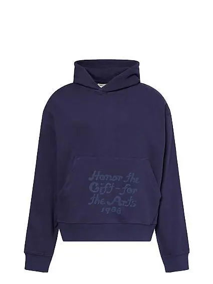 HONOR THE GIFT Cotton-jersey Hoody With Logo Embroidery - Navy