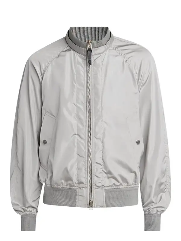 TOM FORD Silk Taffeta Knit Bomber Jacket - Silver