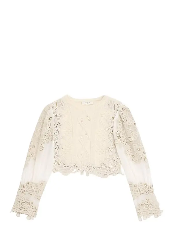 Sea Vania Lace Combo Sweater - Cream