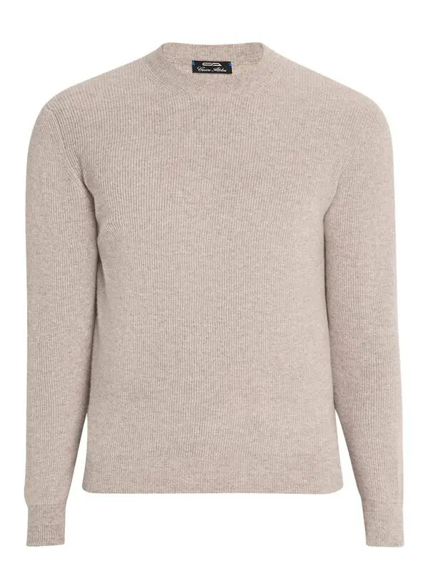 Cesare Attolini Cashmere Rib Crewneck Sweater - Beige