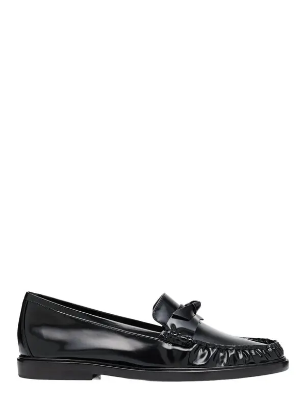 ALEXANDRE BIRMAN Clarita Leather Bow Loafers - Black