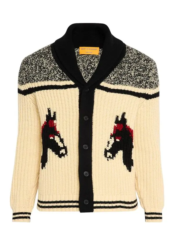 Guest In Residence Horse-print Wool-cashmere Cardigan - Butter