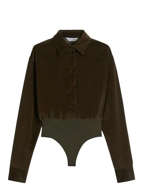 Max Mara Velvet Shirt Bodysuit - Green