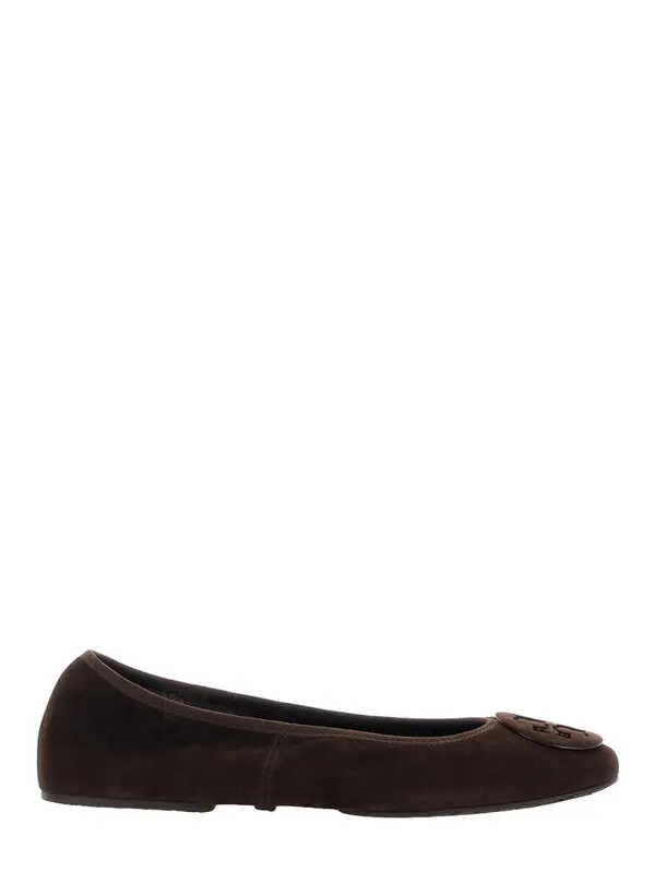 Tory Burch Ballerinas With Logo Plaque - Brown