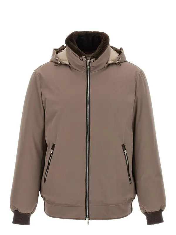 Brunello Cucinelli Sherling Neck Bomber Jacket - Gray