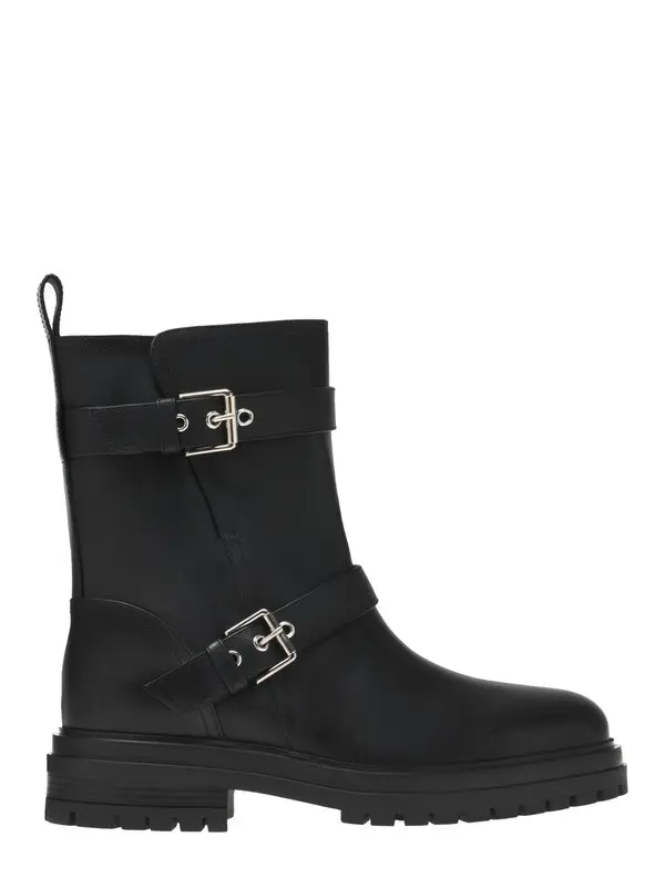 GIANVITO ROSSI Thiago Buckled Leather Biker Boots - Black - Calf