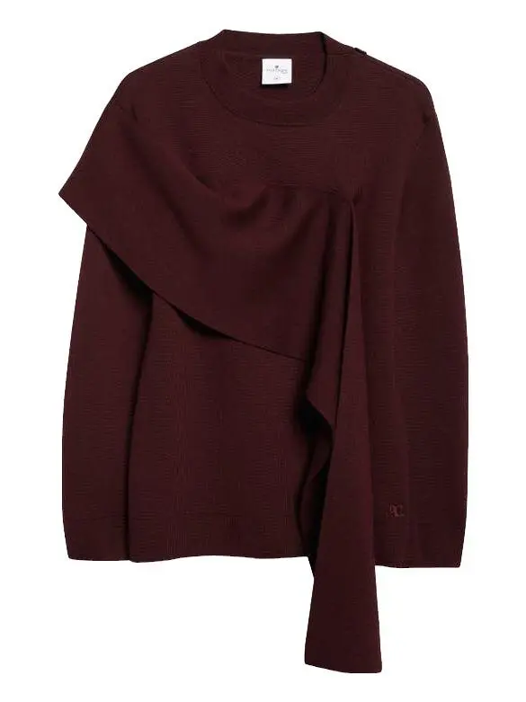 COURREGES Merino Wool Wrap Sweater - Bordeaux Fonce