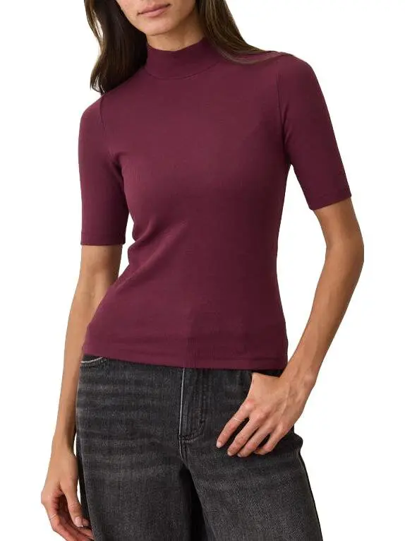 Marine Layer Lexi Mock Neck Elbow Sleeve Rib Top - Fig