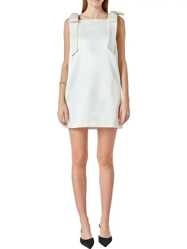 Endless Rose Sleeveless Velvet And Satin Mini Dress - Ivory
