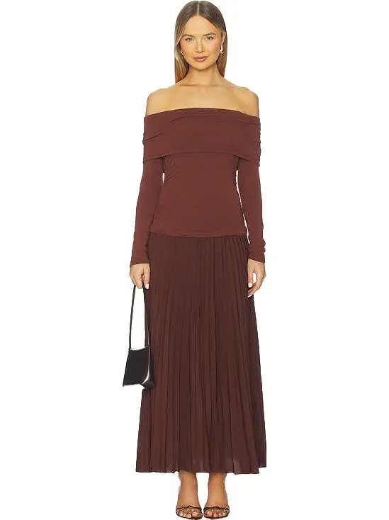 Astr The Label Tanaia Mixed Media Dress - Brown