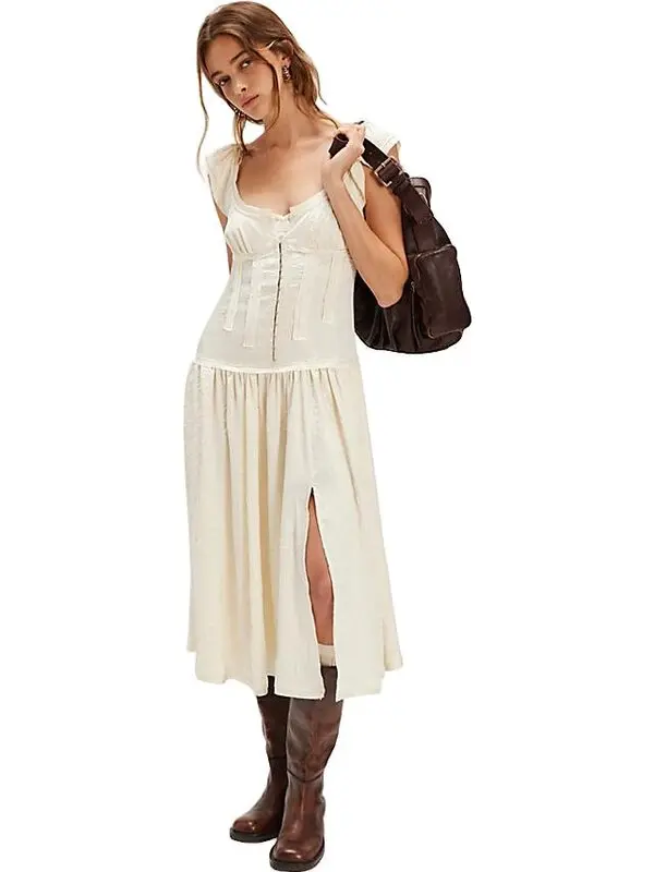 Free People Loveday Midi Dress - Egret