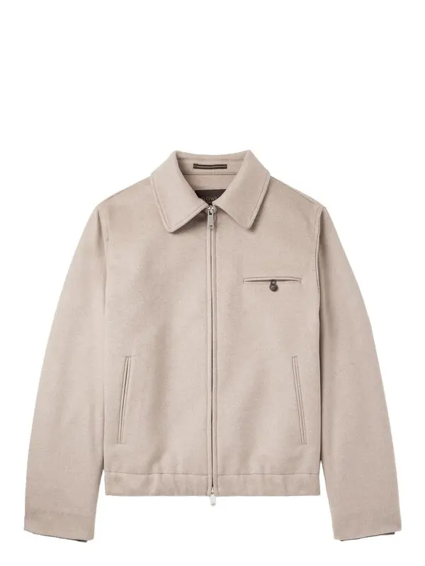 Incotex Virgin Wool-blend Bomber Jacket - Neutrals
