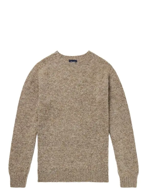 DRAKE'S Brushed Shetland Wool Sweater - Gray