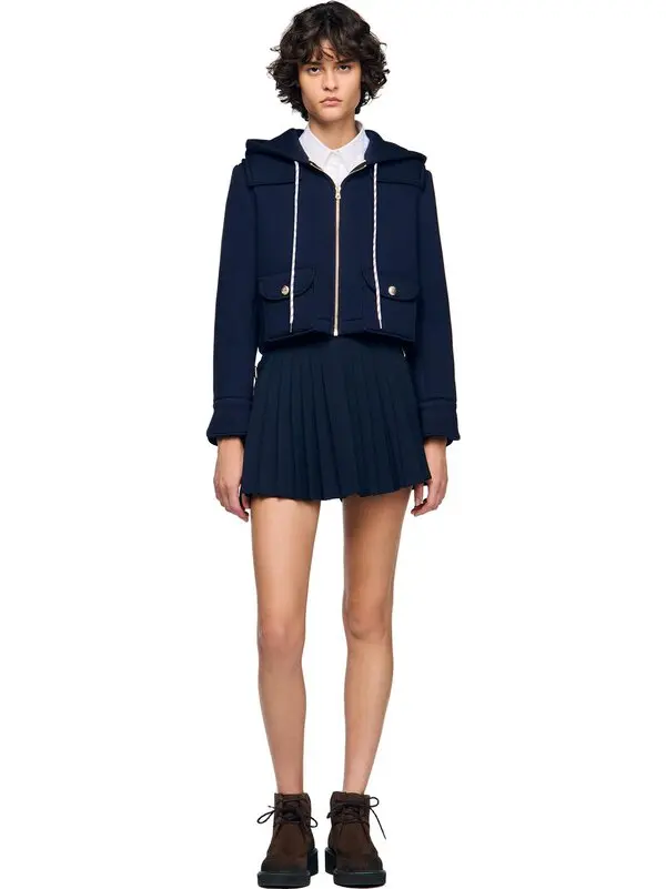 Sandro Technical Hooded Jacket - Navy Blue