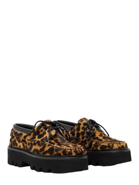 All Saints Aastha Calf Hair Platform Boat Shoe - Leopard