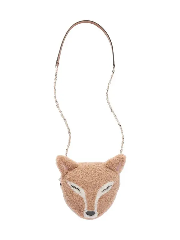 JIMMY CHOO Fox Leather-trimmed Shearling Shoulder Bag - Brown