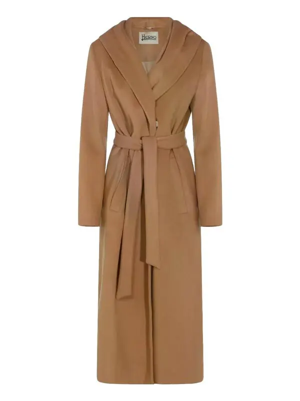 Herno Hooded Belted Coat - Neutrals