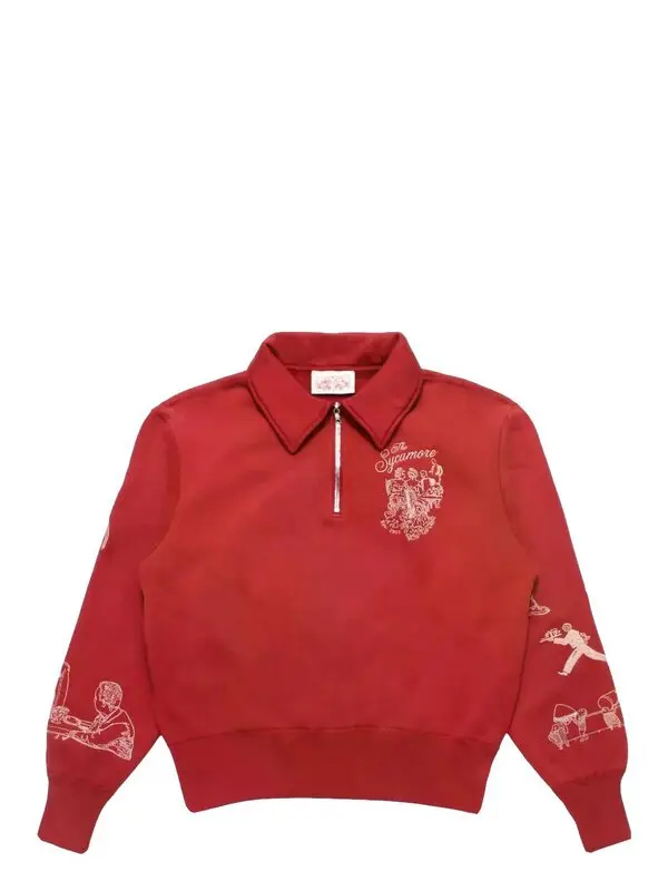 SAMUEL ZELIG Graphic Half-zip Knitwear - Red