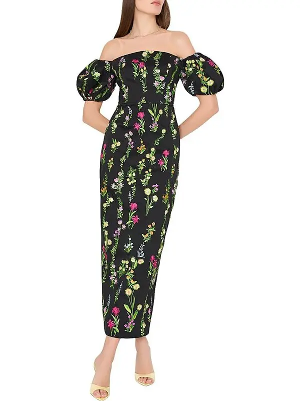 MILLY Nira Column Dress - Black Multi