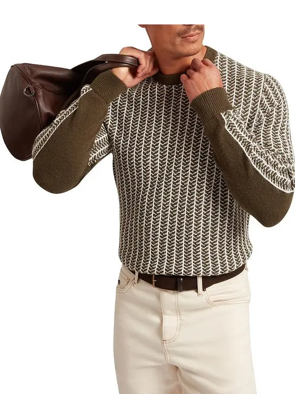 Ted Baker London Textured Crewneck Sweater - Olive