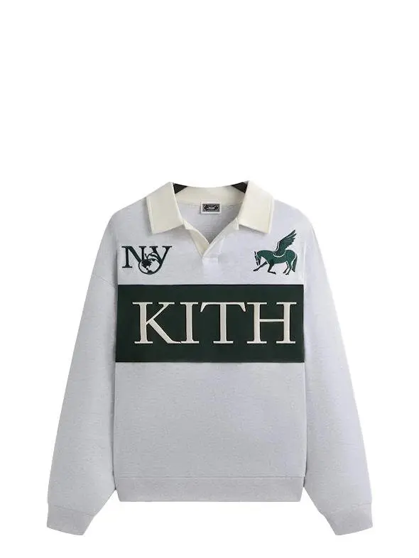 Kith Rugby Nelson Collared Pullover - Light Heather Grey