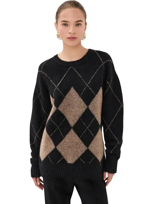FRENKEN Argyle Pattern Sweater - Black