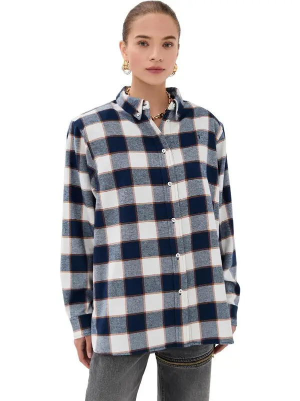 FRENKEN Oversized Flannel Shirt - Cream Check