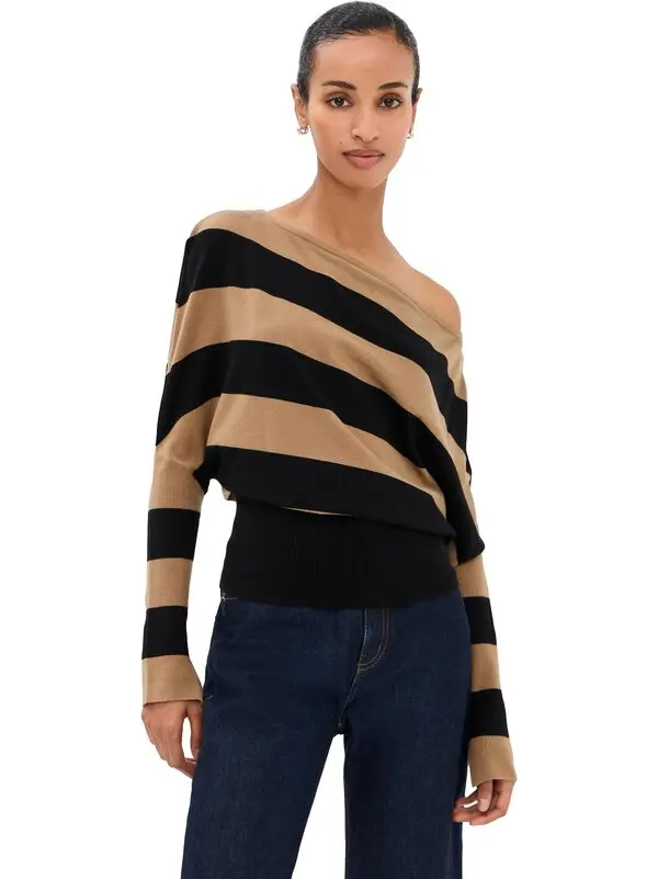 Simkhai Lavina Off-shoulder Sweater - Camel Stripe